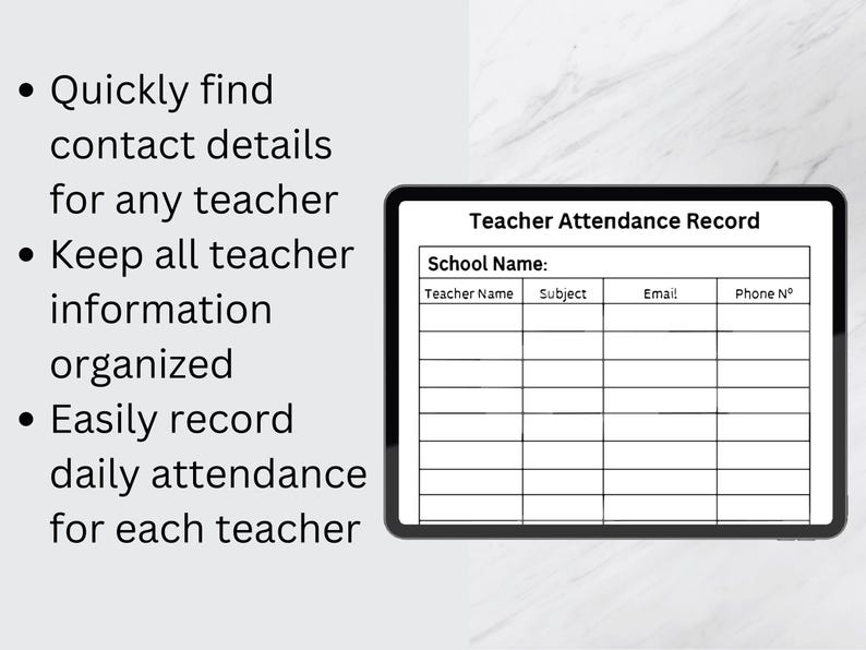 Teacher Attendance Tracker Editable Canva Template Daily Attendance ...
