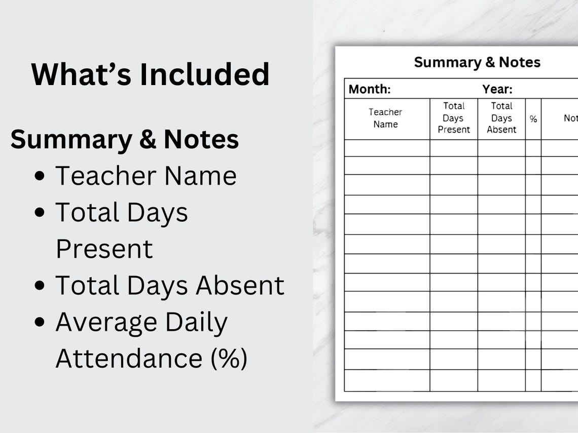 Teacher Attendance Tracker Editable Canva Template Daily Attendance ...