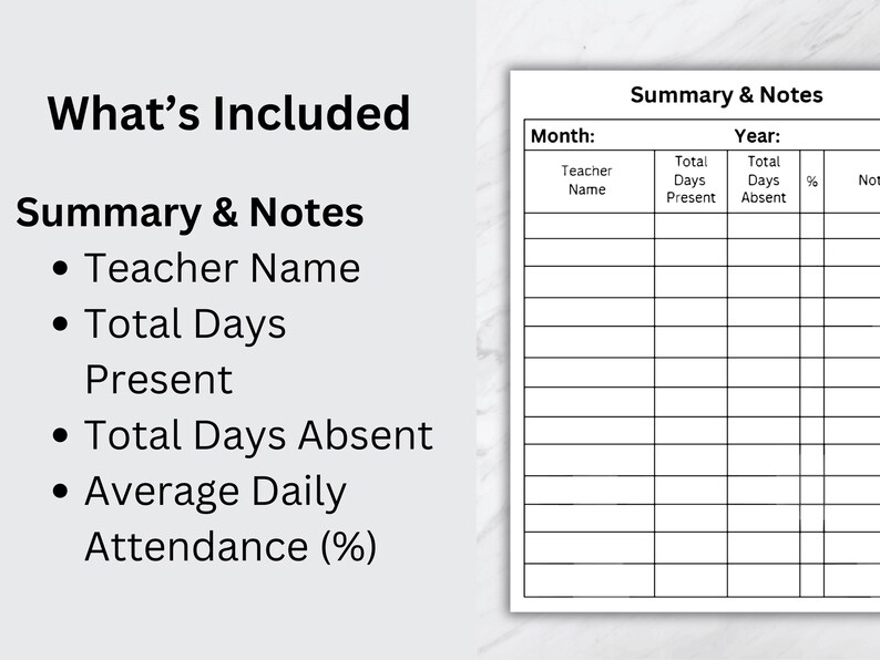 Teacher Attendance Tracker Editable Canva Template Daily Attendance ...