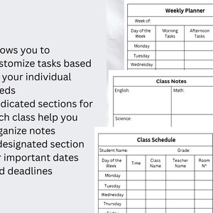 Student Planner Template Academic Planner School Organizer Homework ...