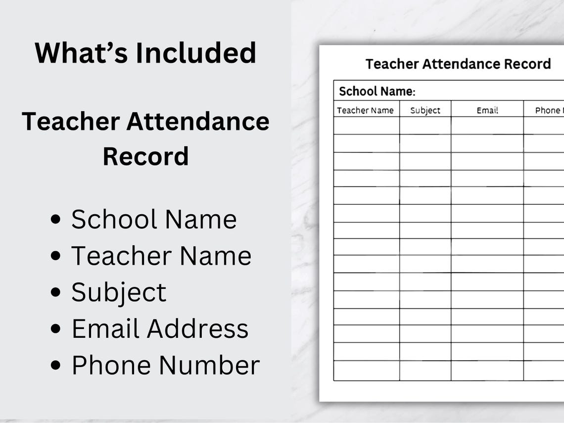 Teacher Attendance Tracker Editable Canva Template Daily Attendance ...