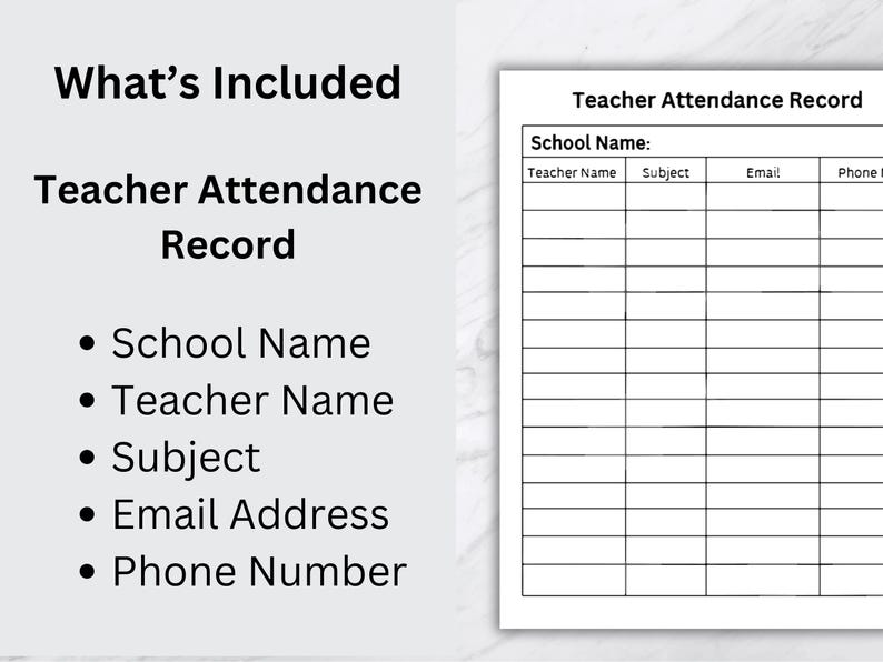 Teacher Attendance Tracker Editable Canva Template Daily Attendance ...