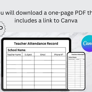 Teacher Attendance Tracker Editable Canva Template Daily Attendance ...
