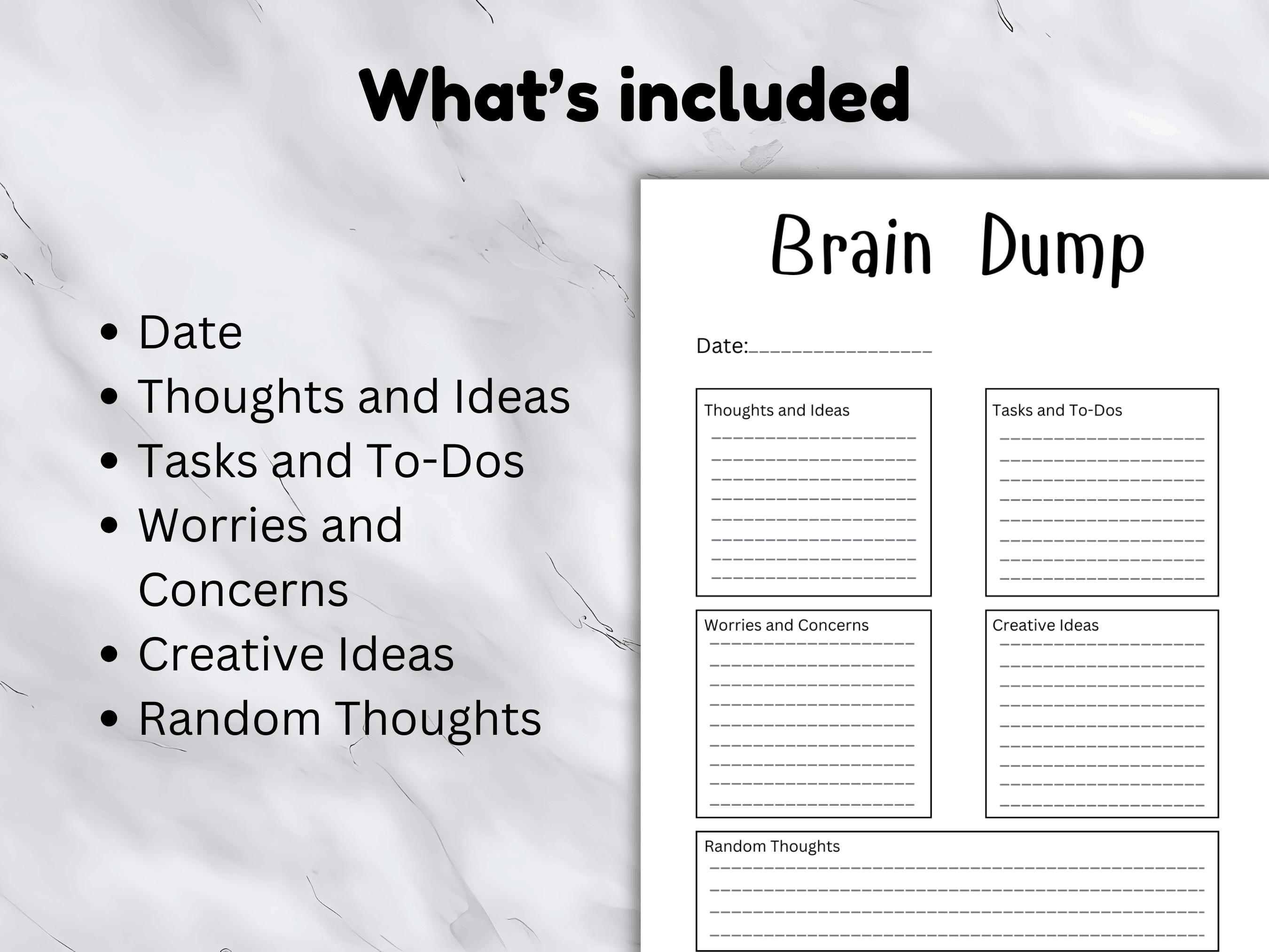 Brain Dump for Busy Professionals | Professionals Brainstorming Sheet ...