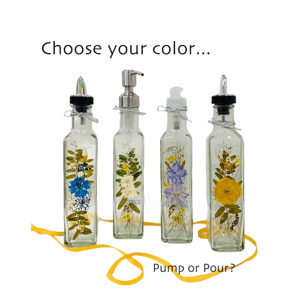 Pressed Flower Oil Dispenser Etsy