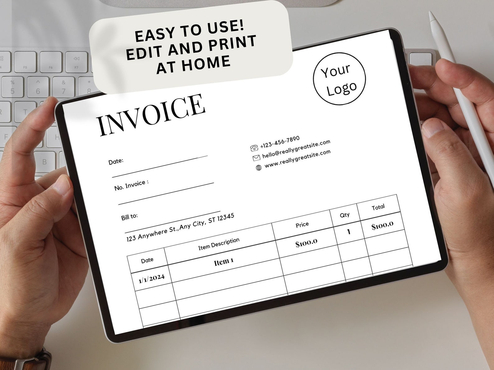Professional Invoice Template | Customizable & Easy-to-use | Perfect ...