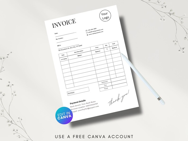 Professional Invoice Template | Customizable & Easy-to-use | Perfect ...