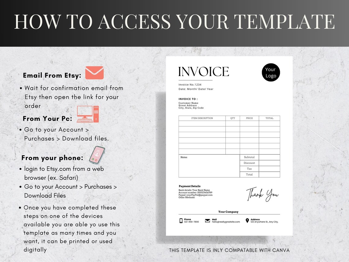 Professional Invoice Template Customizable & Easy-to-use Perfect for ...