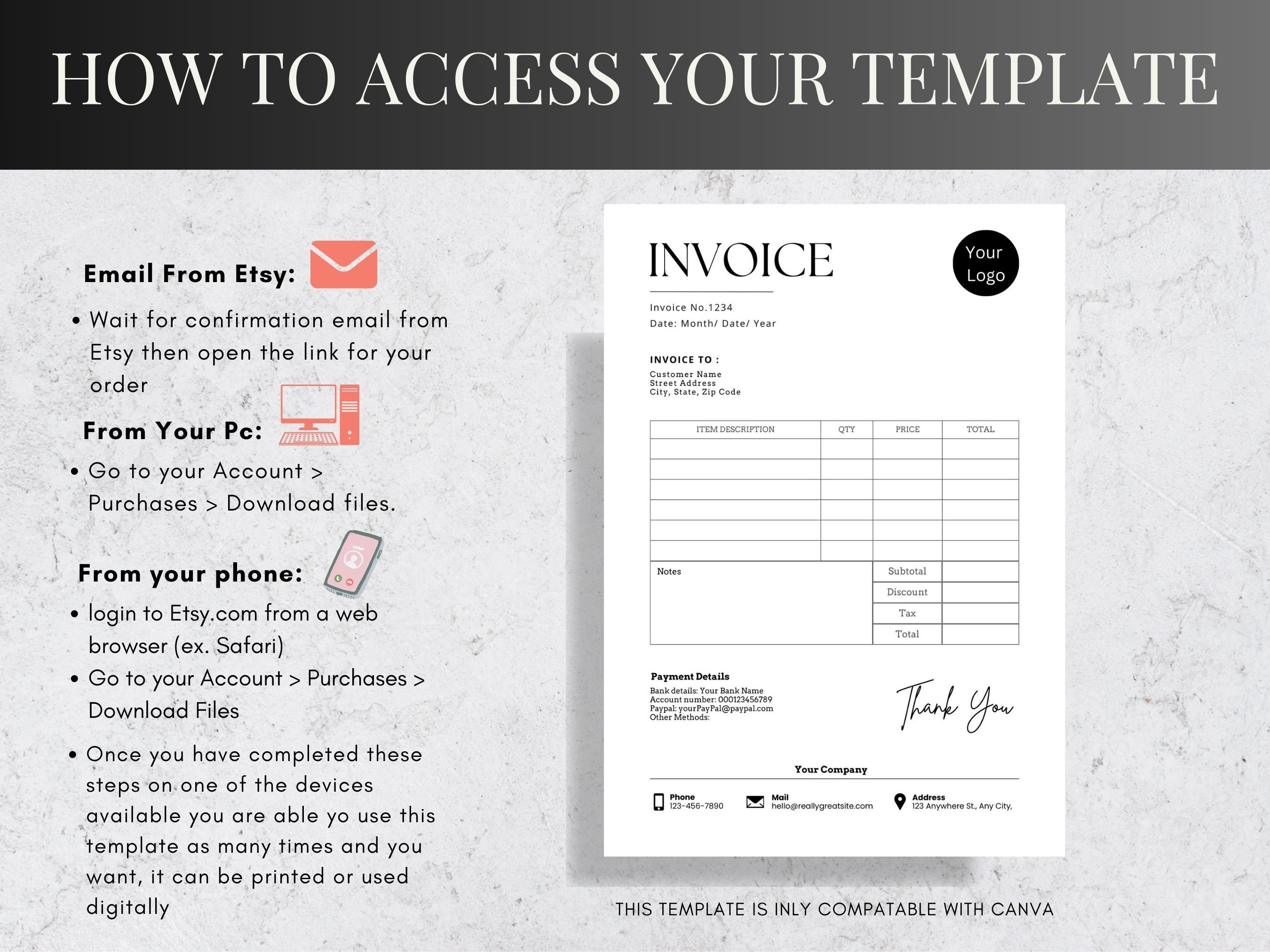 Professional Invoice Template | Customizable & Easy-to-use | Perfect ...