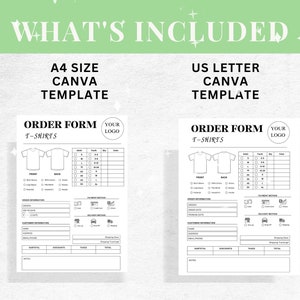 Editable T-shirt Order Form Template, Printable Small Business Order ...