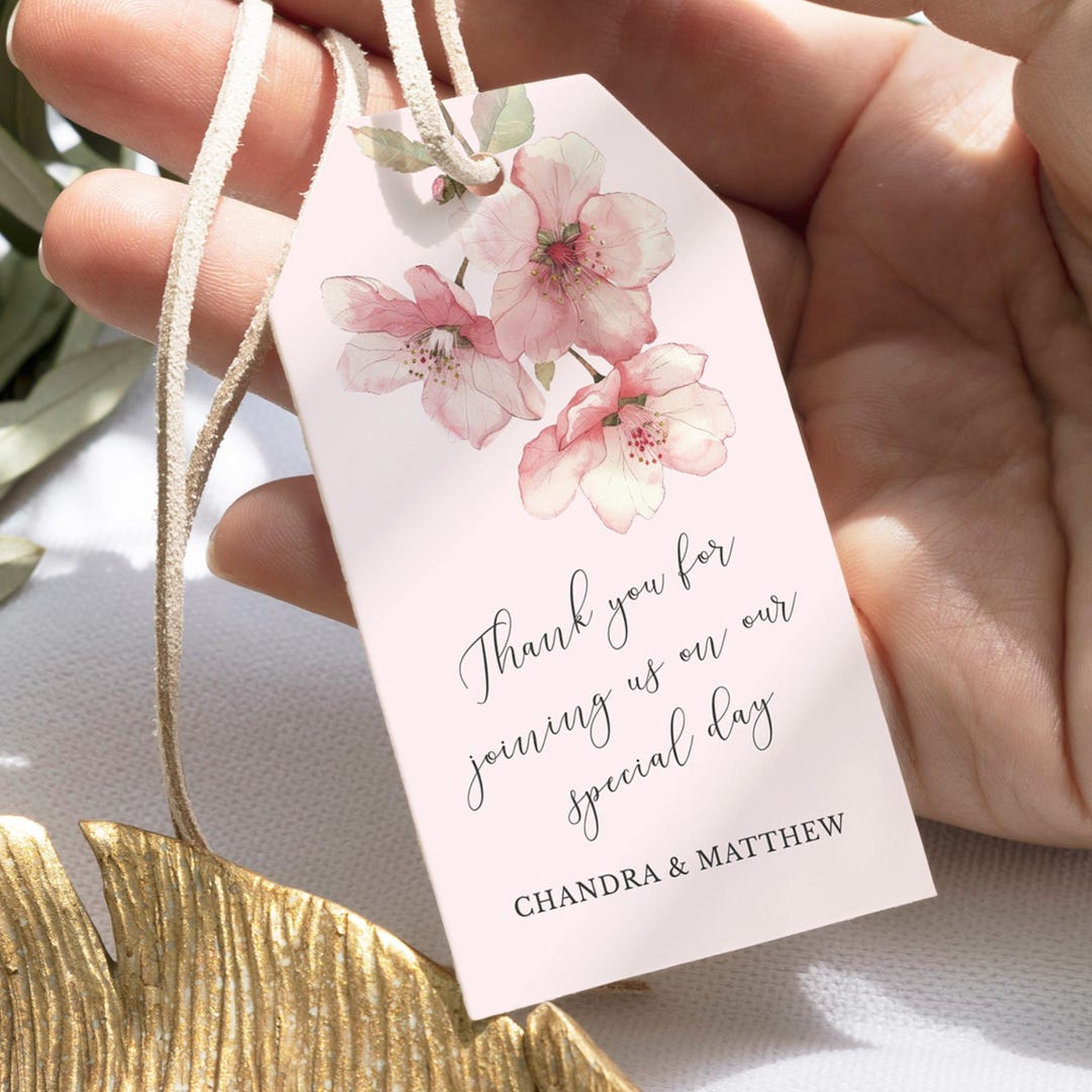Sakura Cherry Blossom Favor Tag Template Soft Pink Wedding Gift Tag ...
