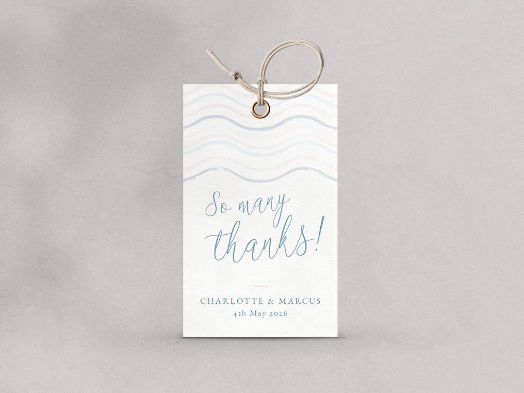 Abstract Pastel Wave Wedding Favor Tag Template: Printable Gift Tag ...