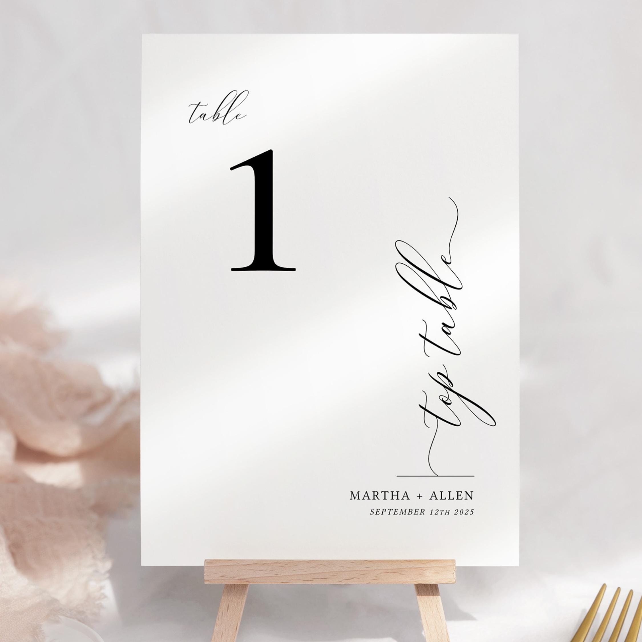 Editable Wedding Table Numbers Minimalist Event Decor 5x7, 4x6, A6 ...