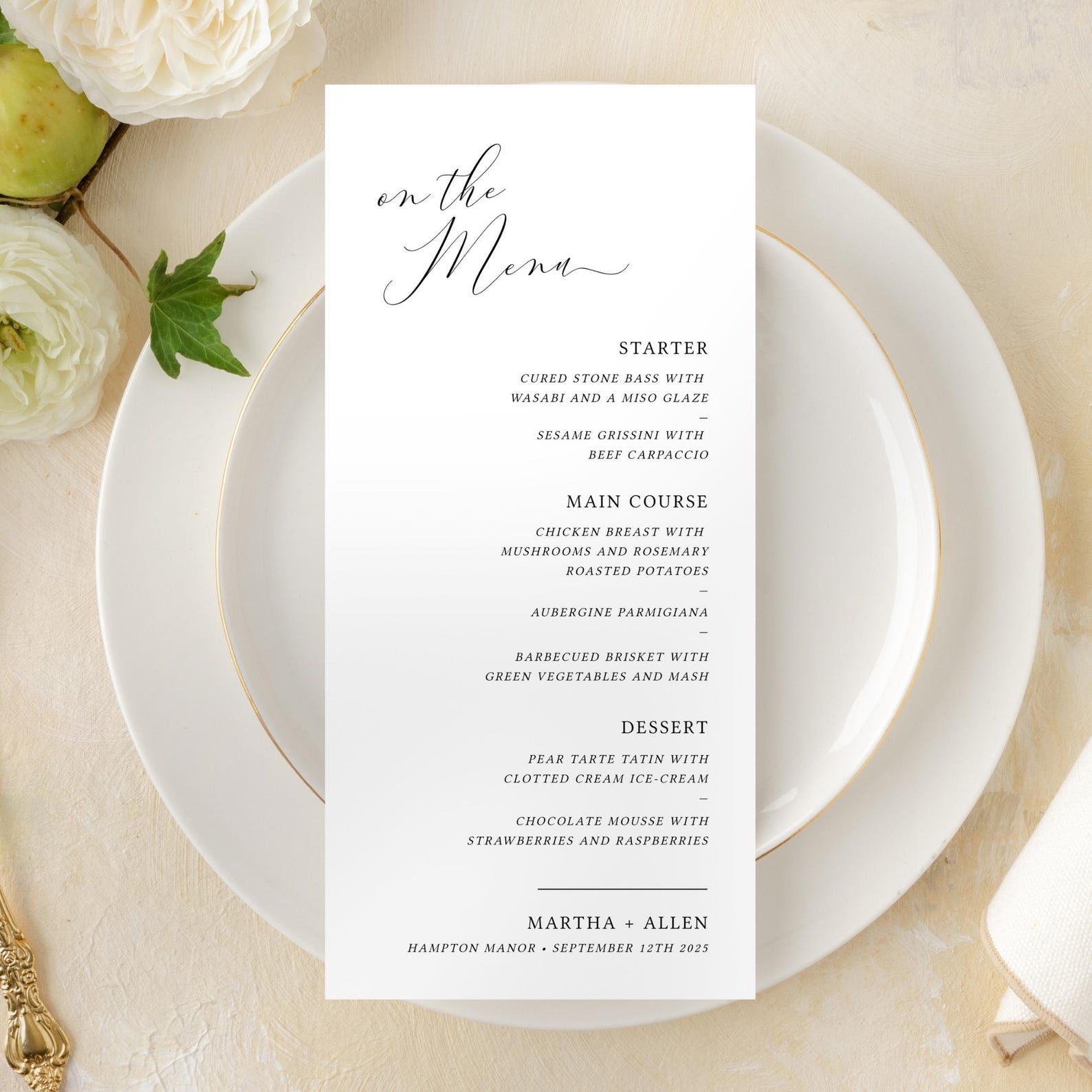 Minimalist Script Wedding Menu Template | Modern and Elegant Design ...