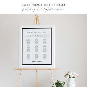 Monochrome Border Wedding Seating Chart Minimalist Black & White Table ...