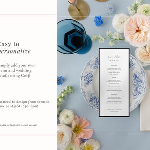 Black Border Wedding Menu Template - Elegant Modern Minimalist Wedding ...