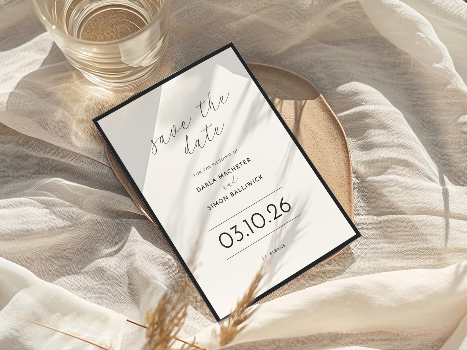 Black Border 5x7 Save the Date Template, Modern Minimalist Design ...