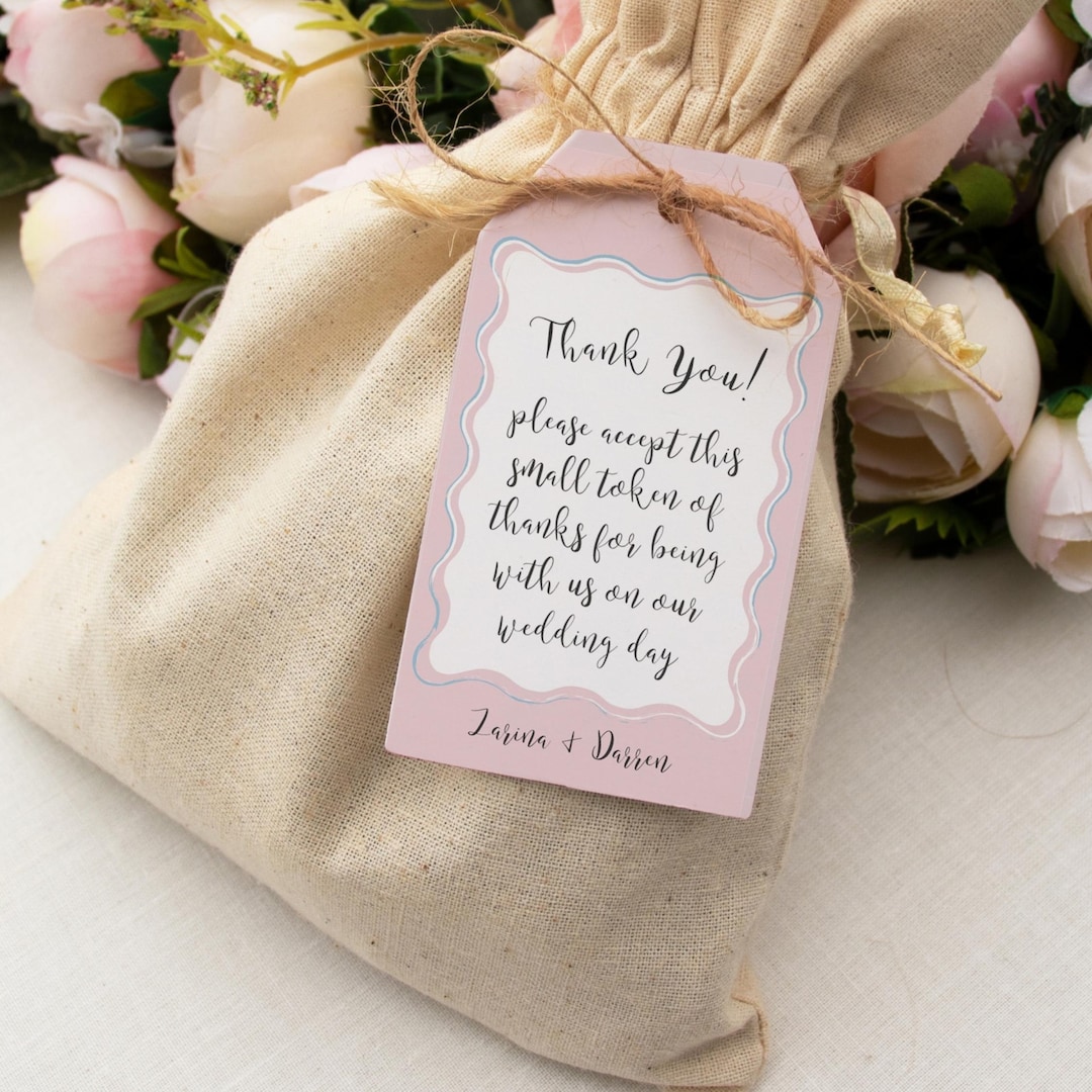 Whimsical Wavy Design Favor Tag Template | Chic Ripple Pastel Wedding ...