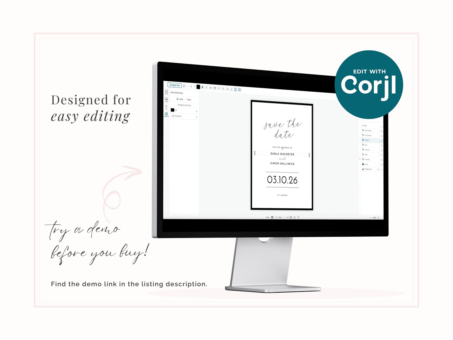 Black Border 5x7 Save the Date Template, Modern Minimalist Design ...