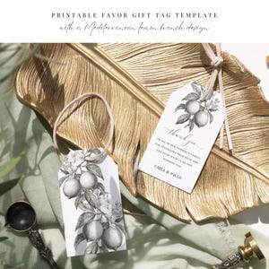 Tuscan Lemon Wedding Favor Tag Template Editable Citrus Gift Tag Double ...