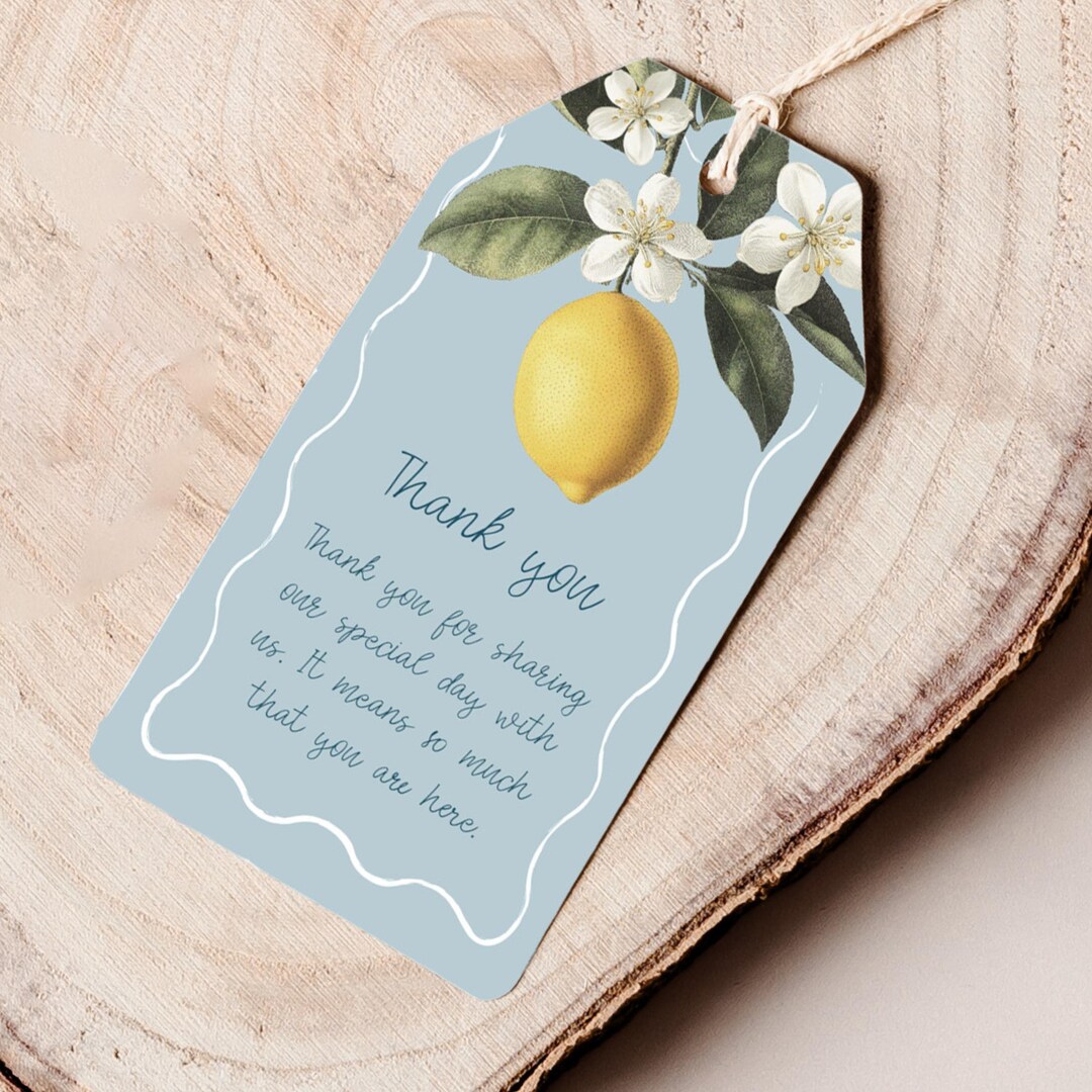 Amalfi Lemon Favor Tags Editable Template Printable Citrus Wedding Gift ...