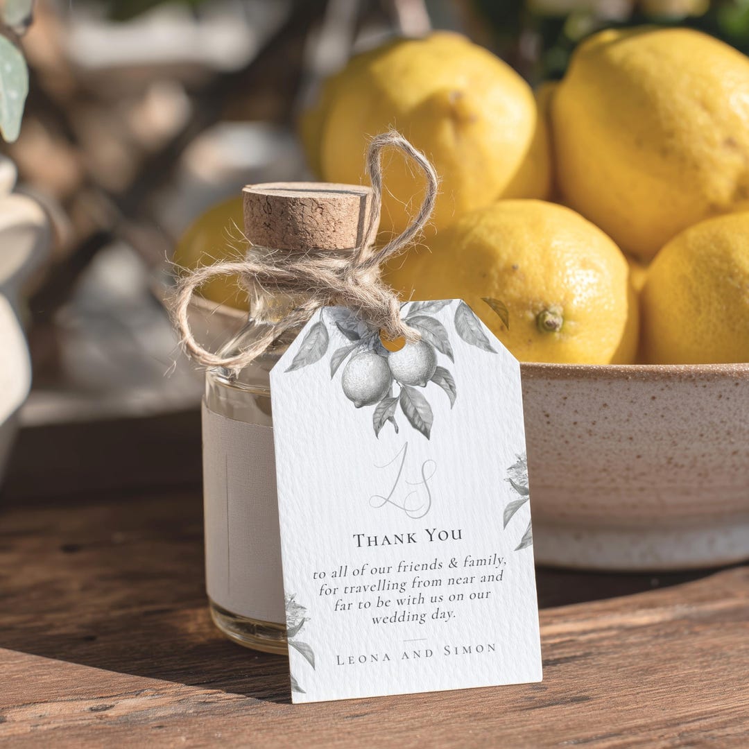 Italian Lemon Wedding Favor Tags Template: Printable Citrus Thank You ...