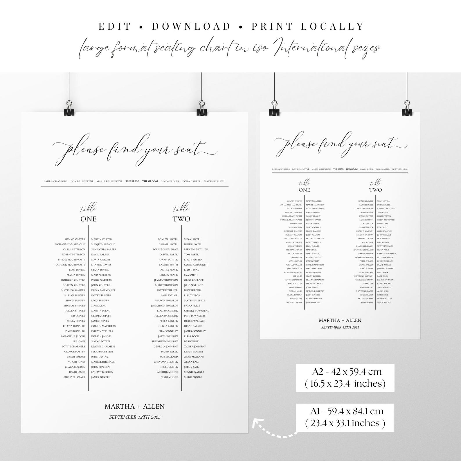 Minimalist U-shaped Seating Chart Template | Contemporary Black and Off ...