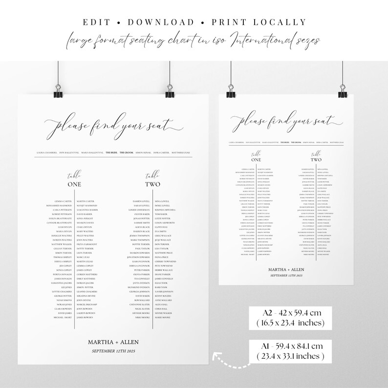 Minimalist U-shaped Seating Chart Template | Contemporary Black and Off ...