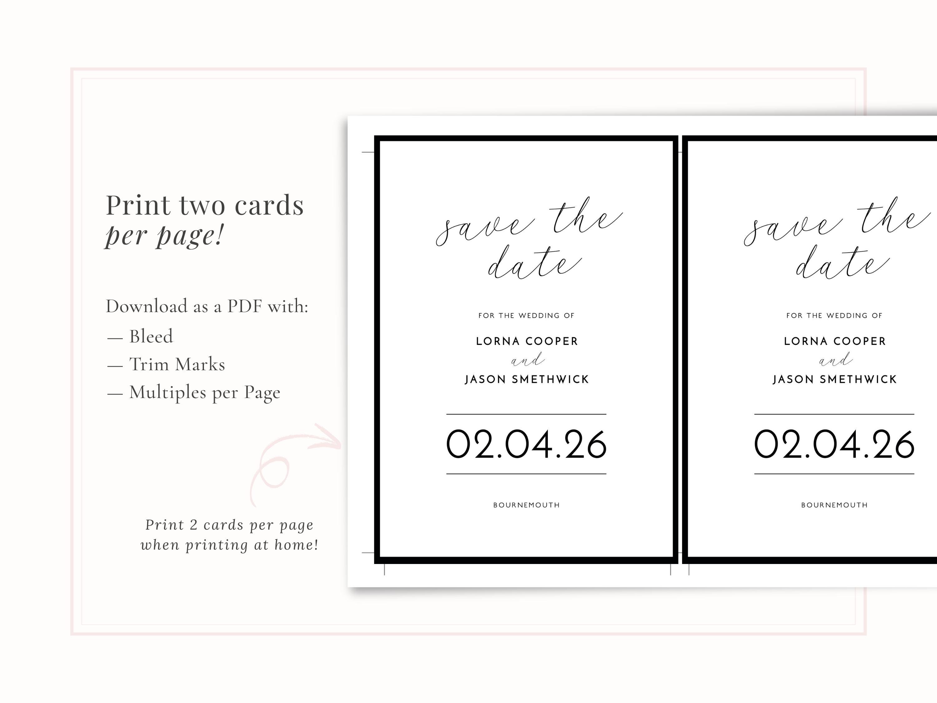 Black Border 5x7 Save the Date Template, Modern Minimalist Design ...