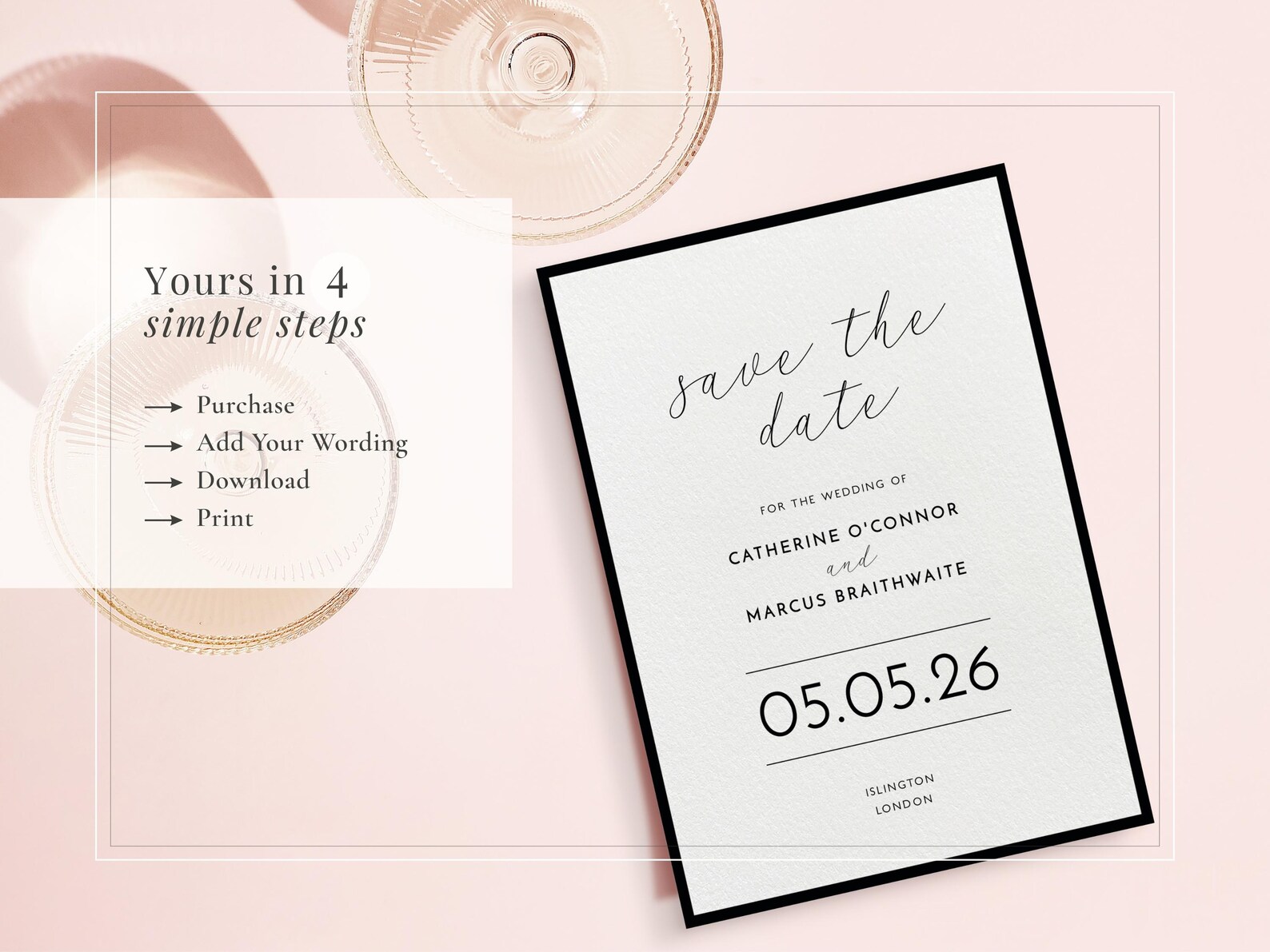Black Border 5x7 Save the Date Template, Modern Minimalist Design ...