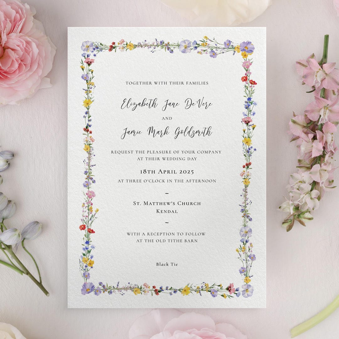 Wildflower Wedding Invitation Editable Template | Delicate + Colorful ...