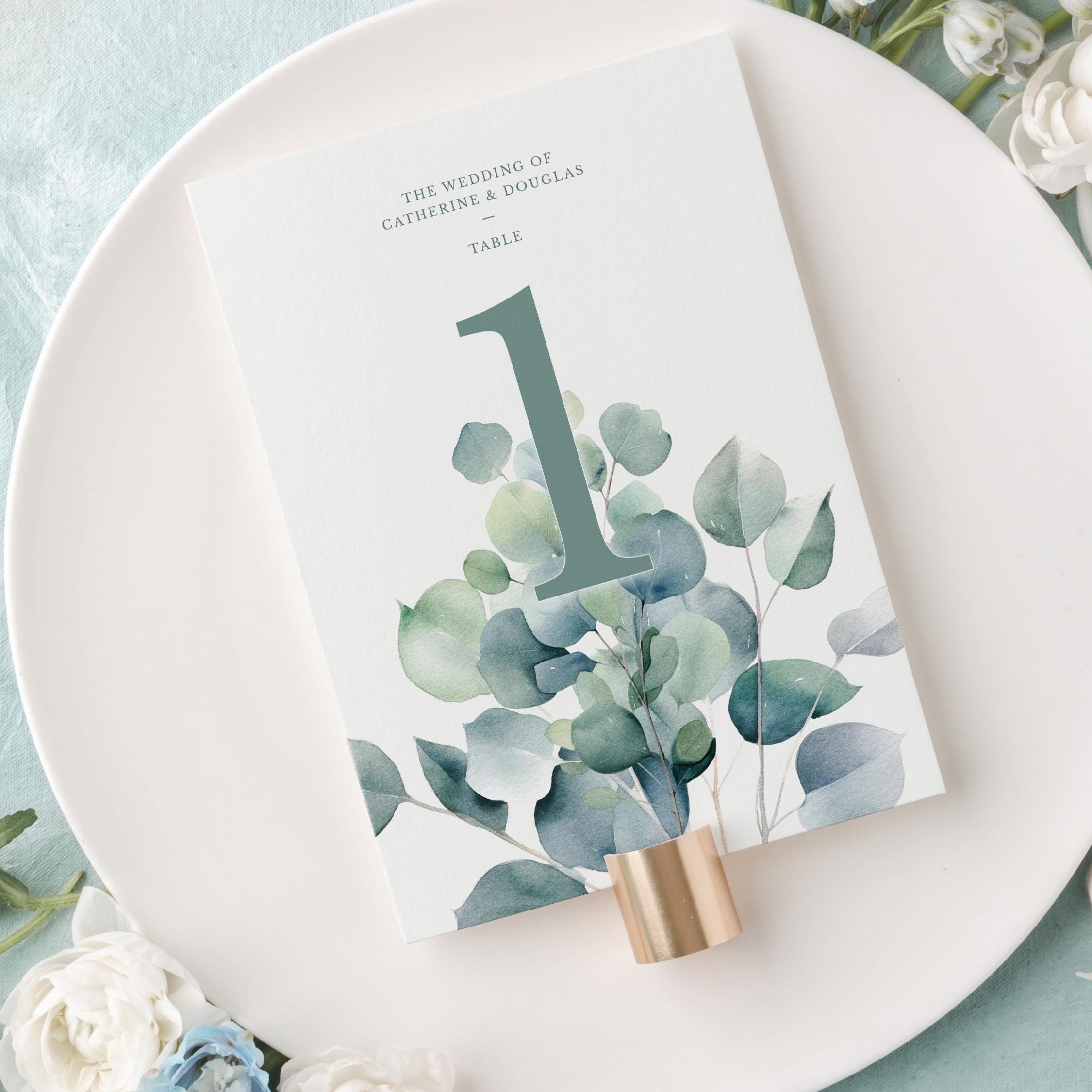 Eucalyptus Leaf Wedding Table Number Template | Greenery Editable Table ...