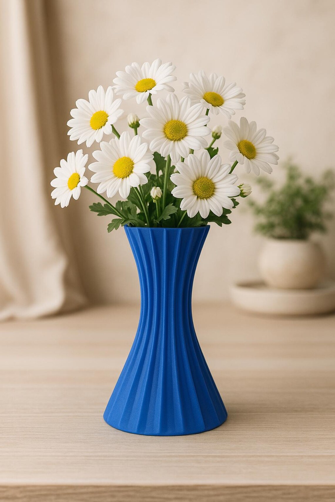 Elegant Blue 3D Printed Vase – Modern Home Decor, Matte Finish - Etsy