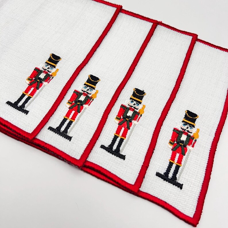 Embroidered Nutcracker Cocktail Napkins Set/4 – Christmas Gift, Holiday ...