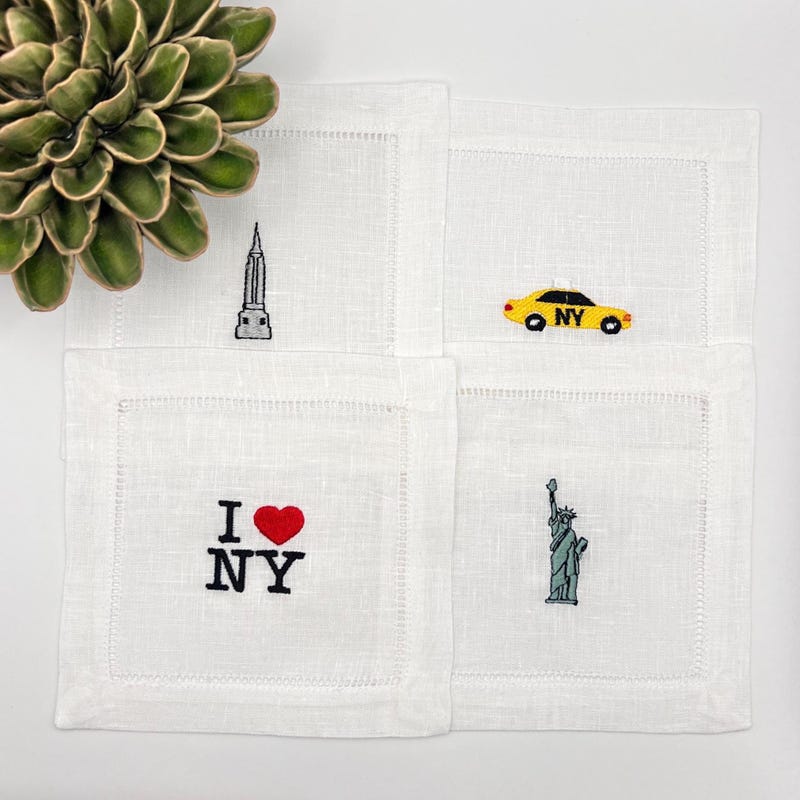 Nyc Embroidered Napkins - Etsy