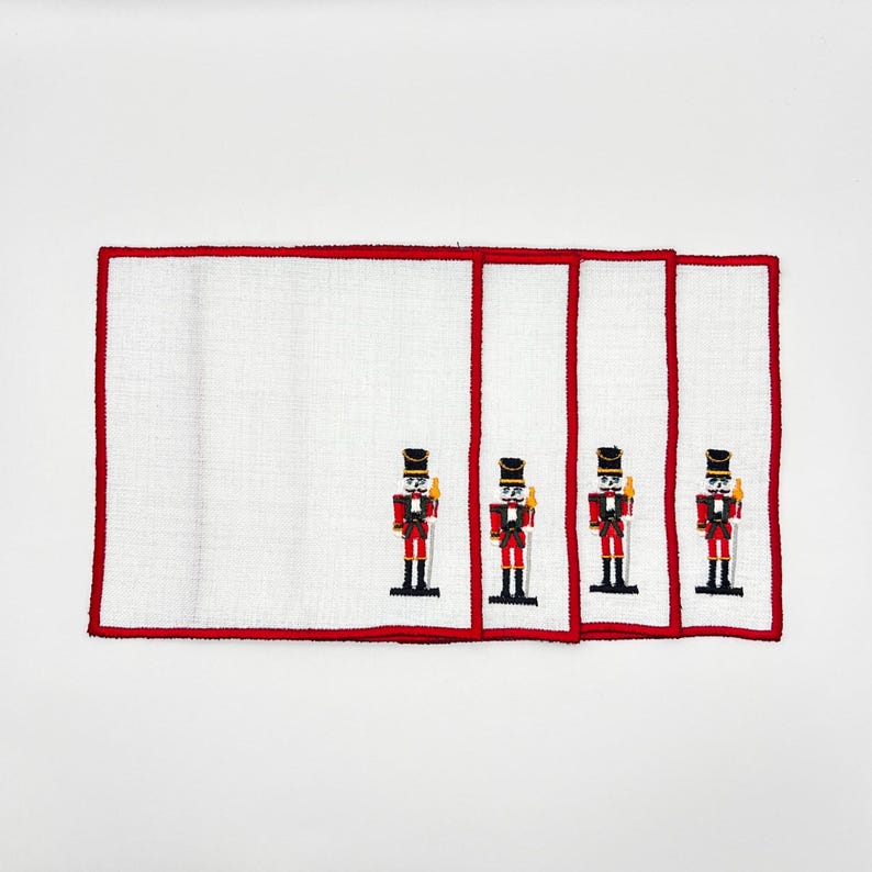 Embroidered Nutcracker Cocktail Napkins Set/4 – Christmas Gift, Holiday ...