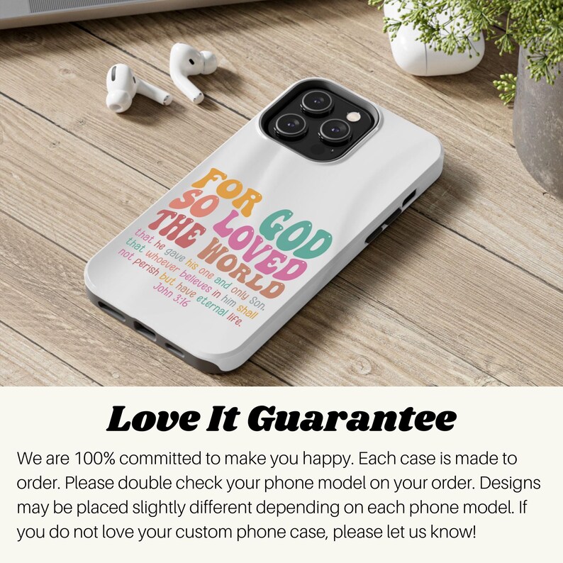 John 3:16 Bible Verse Phone Case, Christian Phone Case, Retro Groovy ...
