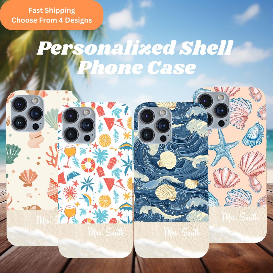 Seashell Phone Case, Custom Phone Case, Custom Gift for Her, Personalized, iPhone 15 14 13 12 11 ...