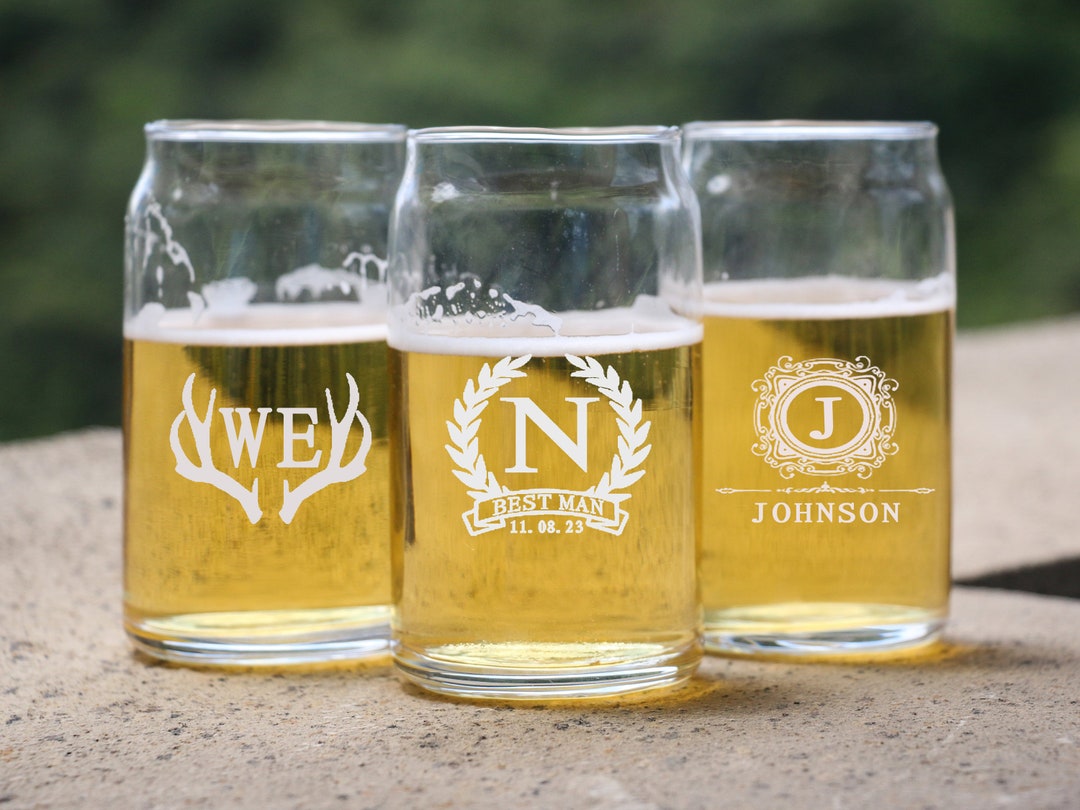 Personalized Beer Cups for Wedding Party, Barware for Him Beer Glasses ...