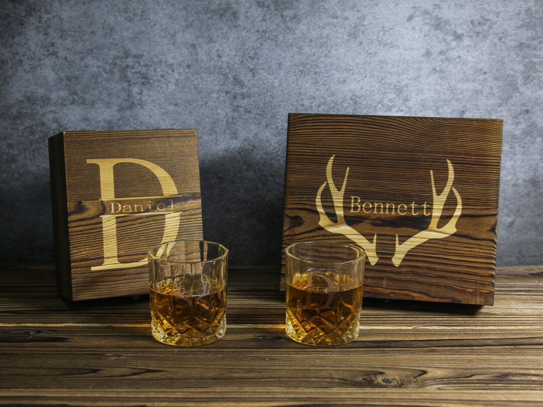 Personalized Whiskey Glass Set, Custom Engrave Whisky Glass, Barware ...