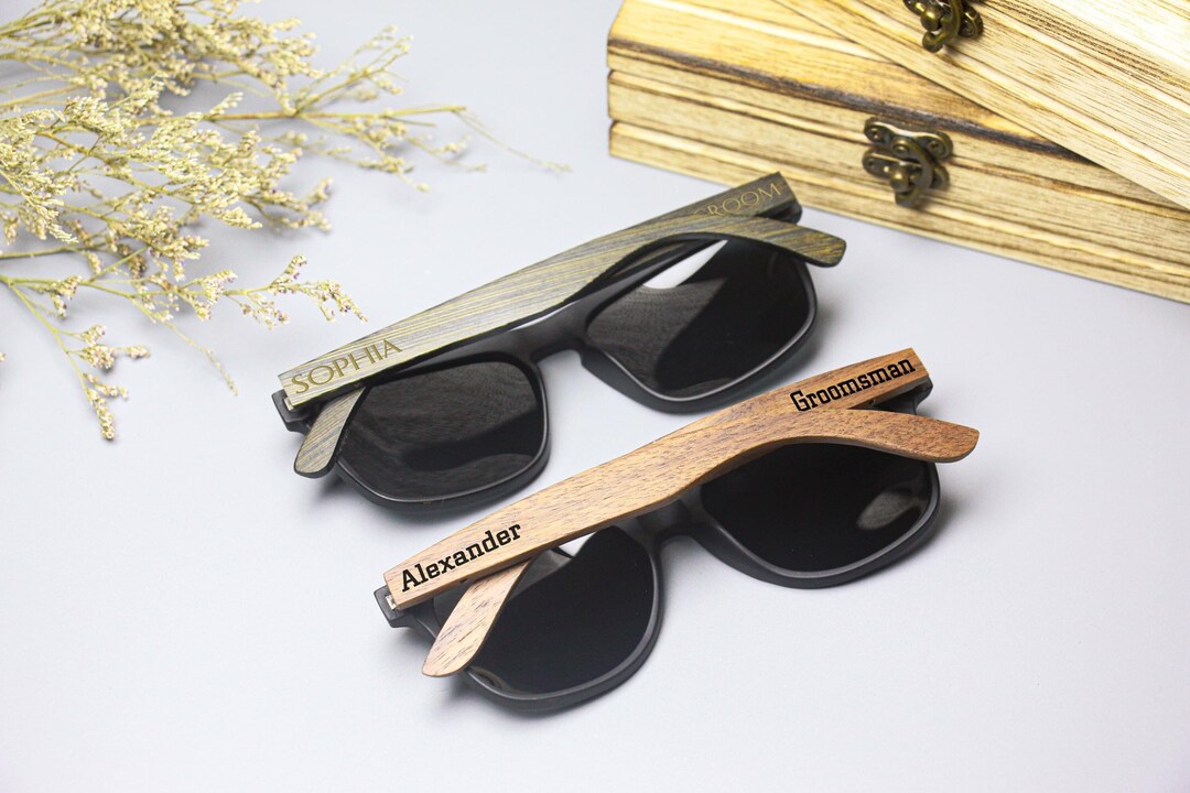 Personalized Engraved Wooden Sunglasses With Box | Custom Groomsmen ...