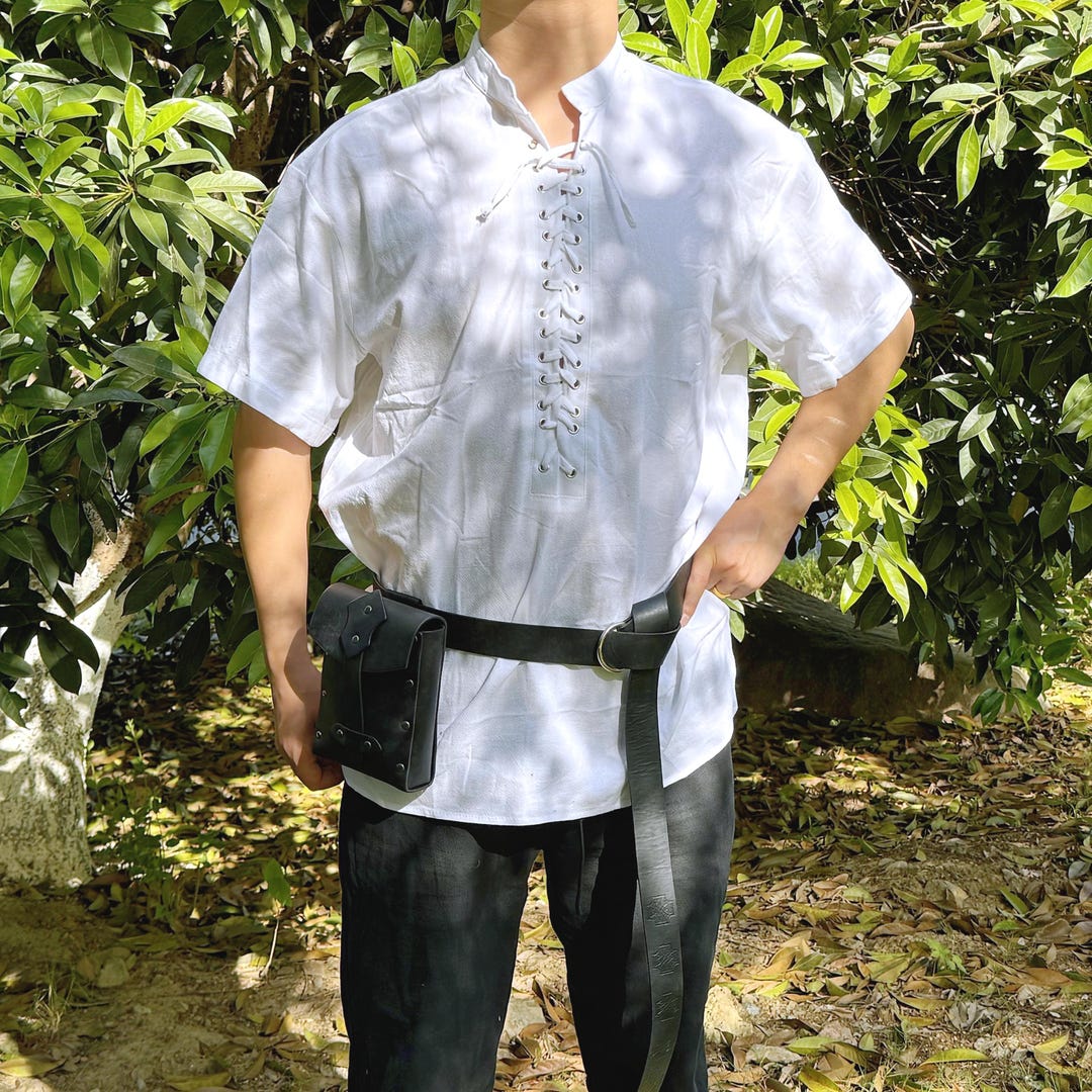 Knight Tunic for Men, White Medieval Tunic, Viking Pirate Pants Costume ...