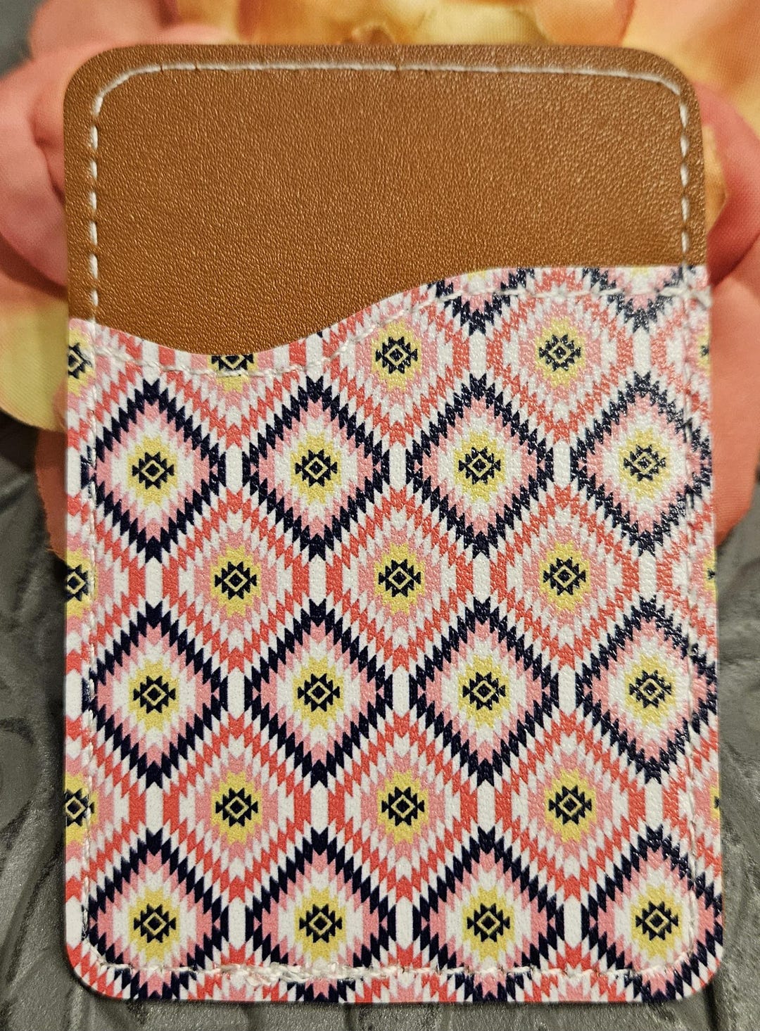 Adhesive Cell Phone Pocket- Card Holder, Vinyl, Aztec Print - Etsy