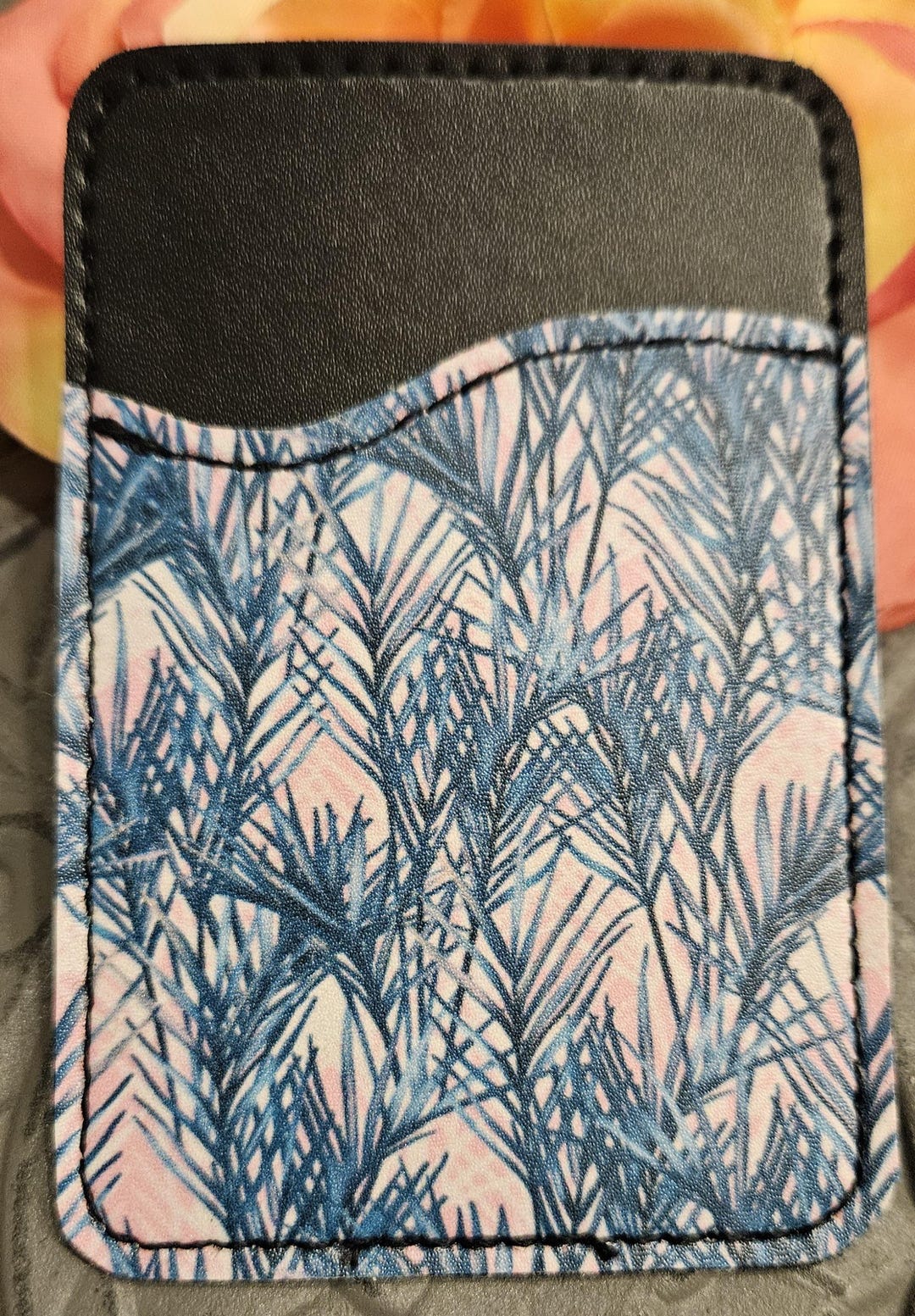 Adhesive Cell Phone Pocket- Card Holder, Vinyl, Leaf Pattern - Etsy