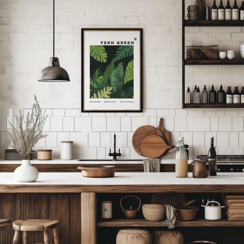 Fern Green Color Palette Poster, Minimalist Botanical Wall Art ...