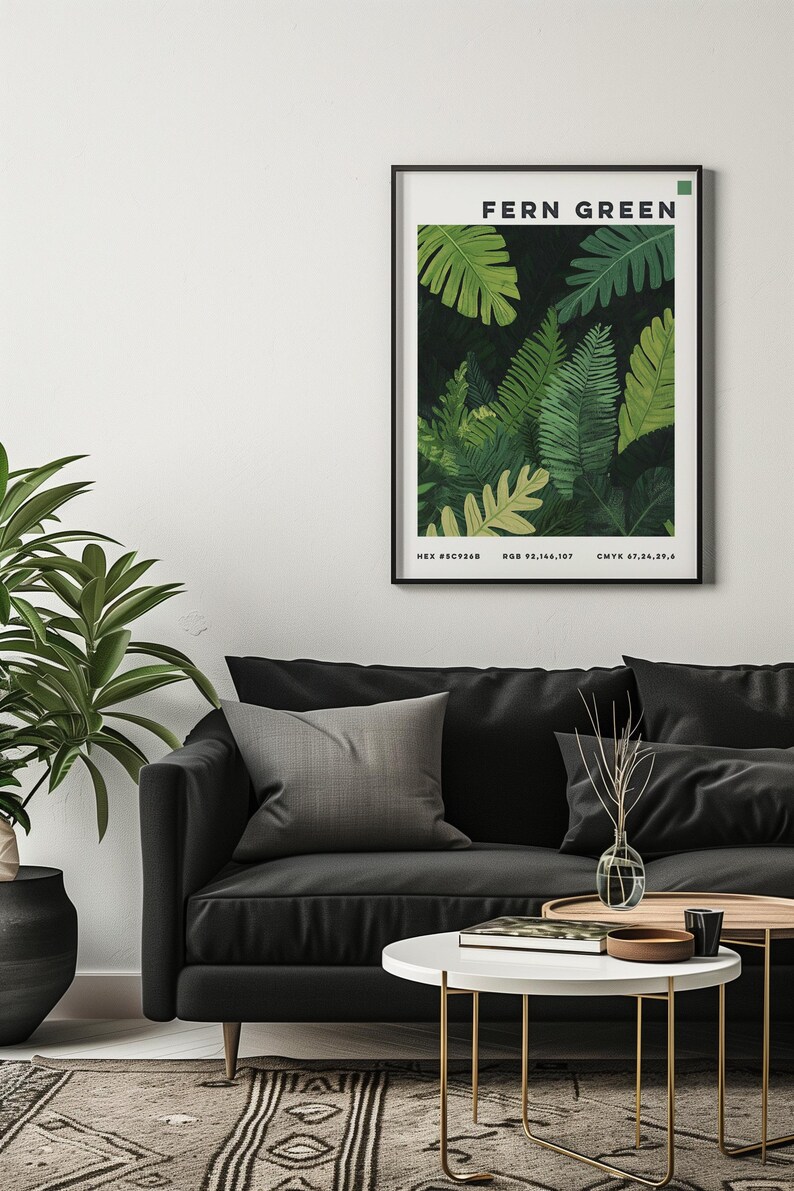 Fern Green Color Palette Poster, Minimalist Botanical Wall Art ...