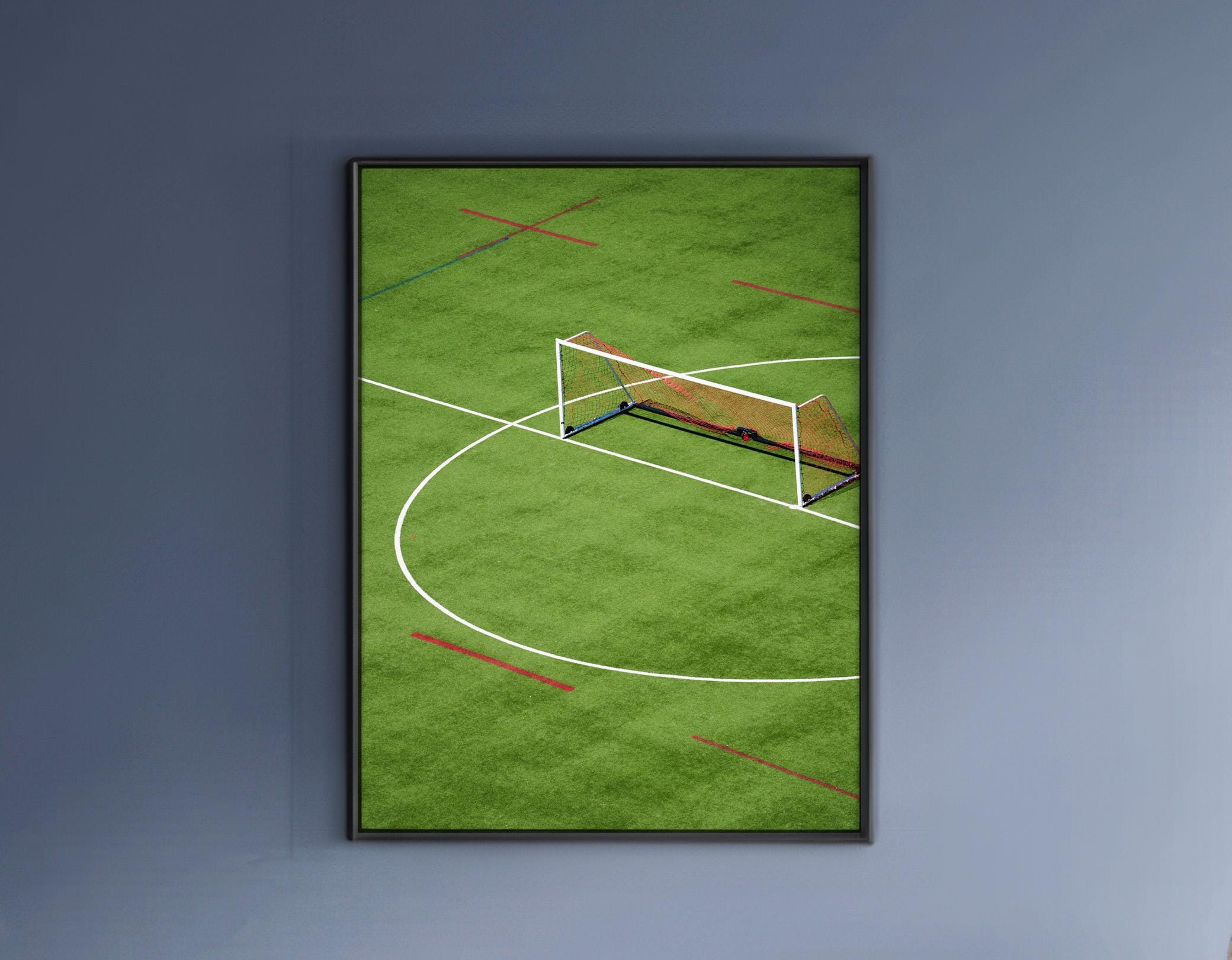 Soccer Field Poster, Sports Art Print, Green Turf, Goal Net, Modern ...