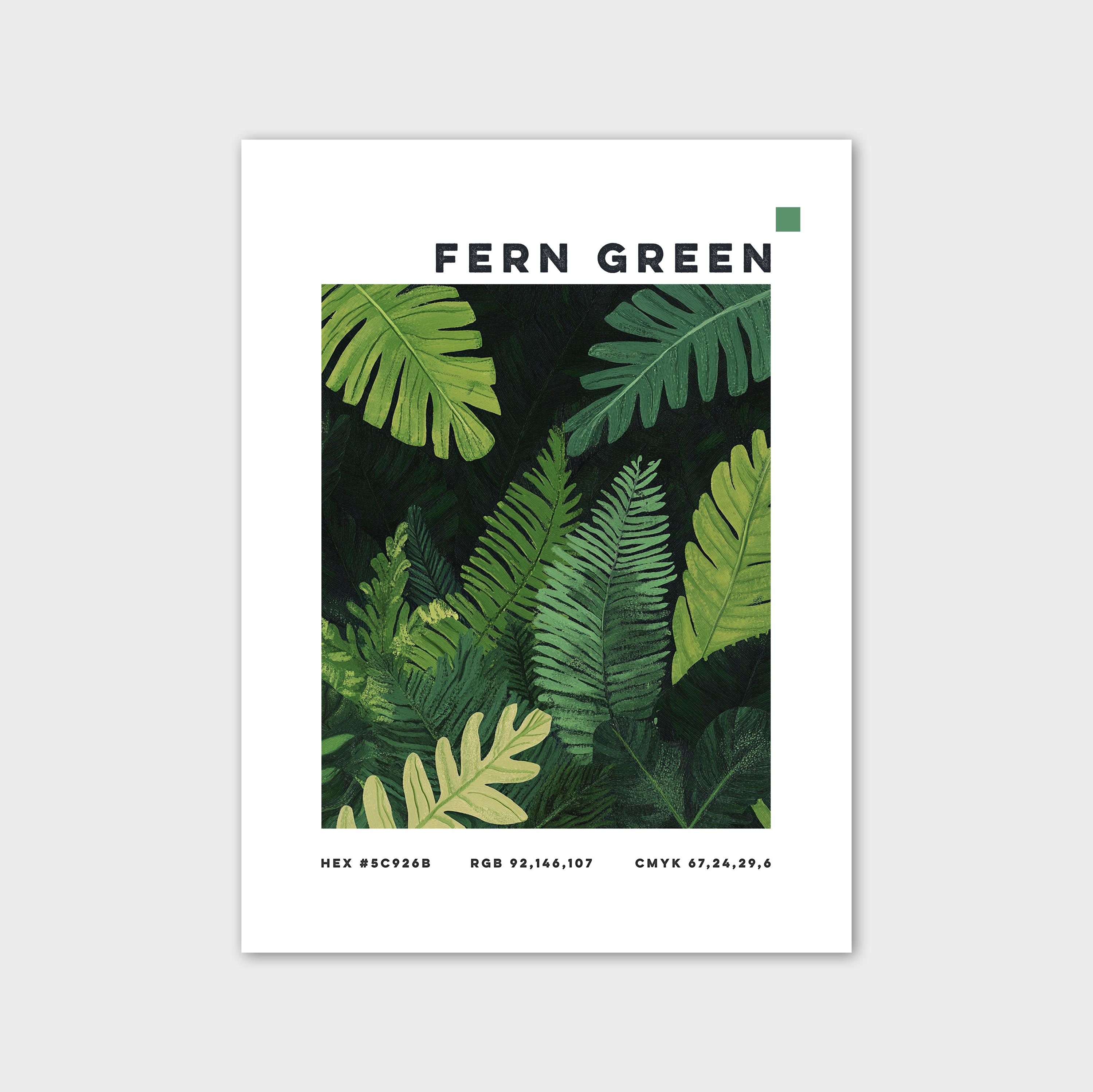 Fern Green Color Palette Poster, Minimalist Botanical Wall Art ...
