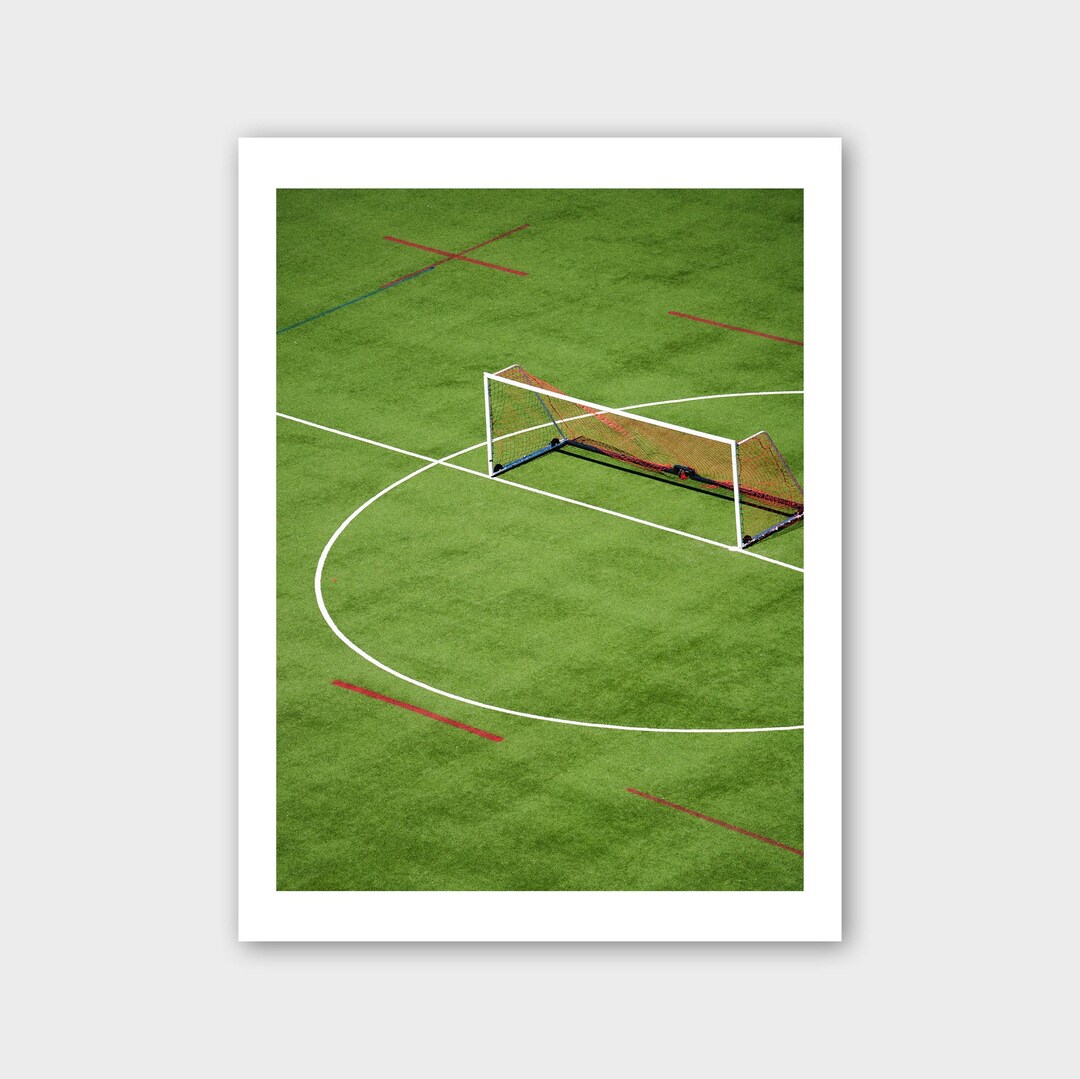 Soccer Field Poster, Sports Art Print, Green Turf, Goal Net, Modern ...