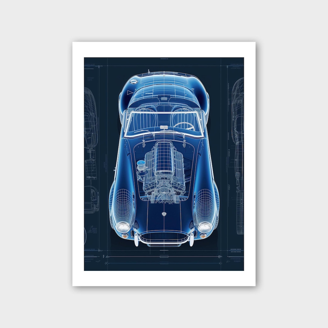 Retro Car Poster 2 Classic Automobile Art, Vintage Auto Sketch ...